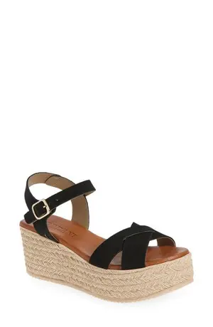 Cordani Cordani Bazil Espadrille Platform Wedge Sandal Black Suede