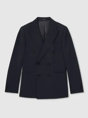 REISS Db Dream Db Slim-fit Double-breasted Wool-blend Suit Blazer - Bright Blue