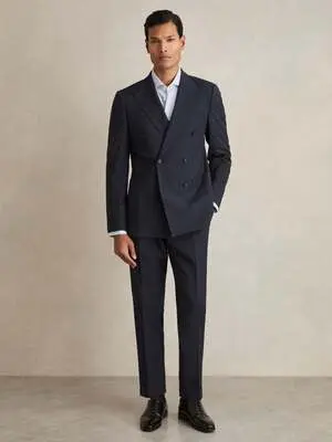REISS Db Dream Db Slim-fit Double-breasted Wool-blend Suit Blazer - Bright Blue