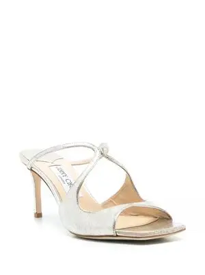 JIMMY CHOO Anise 75mm Mules - Silver