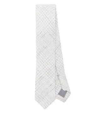 Eleventy Checked Neck Tie - Grey