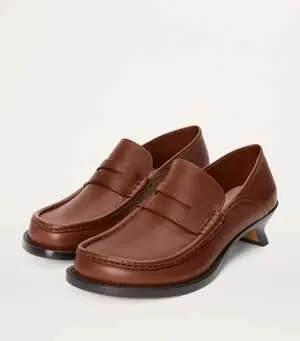 Loewe Leather Campo Heeled Loafers