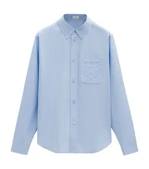 Loewe Cotton-blend Anagram Shirt - Blue