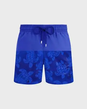 Vilebrequin Swim Trunks Ronde Des Tortues Maxi Waterreactive Swimwear Moorea - Blue