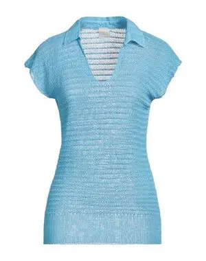 120% Lino Knitted Linen Top - Blue