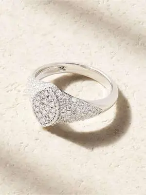 Yvonne Léon Baby Chevalière Marquise Diamond Signet Ring