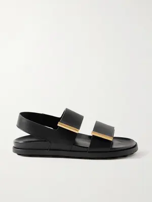 TOD'S Embellished Leather Sandals - Black