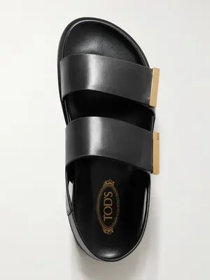 TOD'S Embellished Leather Sandals - Black