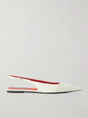 Stella McCartney Elsa Croc-effect Slingback Flats