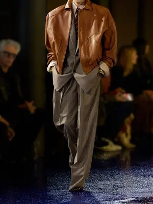 Saint Laurent Leather Aviator Jacket - Brown