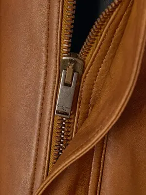 Saint Laurent Leather Aviator Jacket - Brown