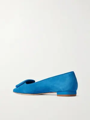 Manolo Blahnik Maysale Suede Flats - Blue