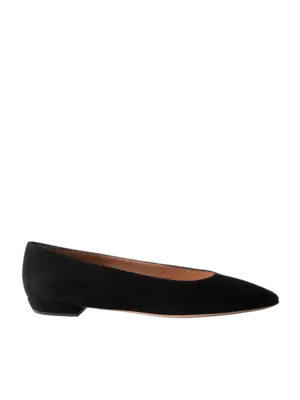 GIANVITO ROSSI Amelia Suede Point-toe Flats - Black