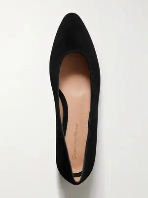 GIANVITO ROSSI Amelia Suede Point-toe Flats - Black
