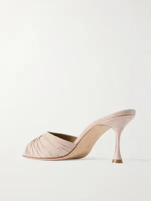 Manolo Blahnik Pirua 70 Suede Mules - Neutrals