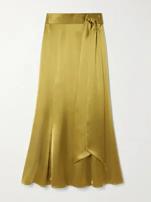 Galvan Erika Satin Midi Wrap Skirt