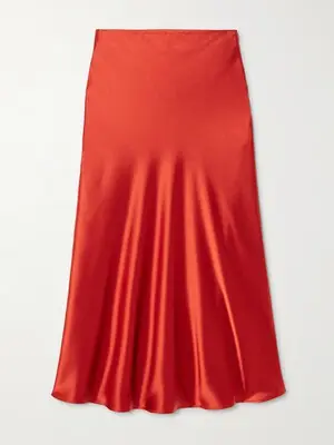 Galvan Valletta Draped Satin Midi Skirt - Red