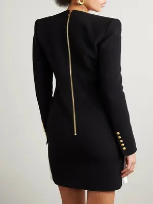 Balmain Two-tone Asymmetric Mini Dress - Black