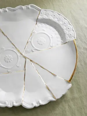 ASTIER DE VILLATTE Sacai Kintsugi Gold-plated Ceramic Platter