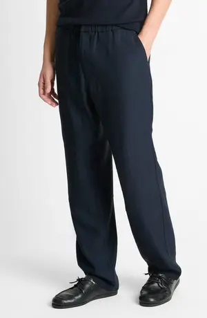 Vince Louie Flat Front Stretch Viscose & Linen Trousers
