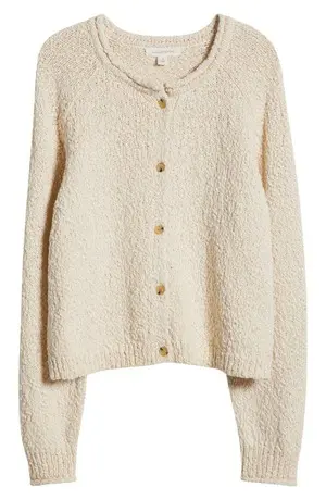Treasure & Bond Fitted Crewneck Cardigan - Ivory Dove