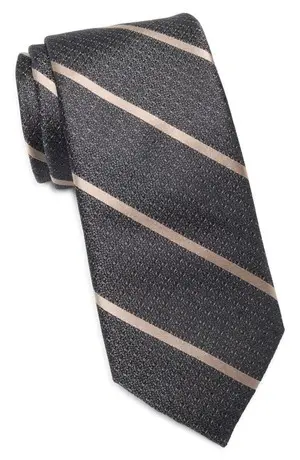 Nordstrom Taylor Stripe Silk Neck Tie - Black