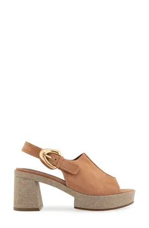 Aerosoles Zella Slingback Platform Sandal - Tan Suede