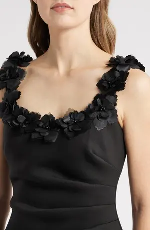 Eliza J Flower Embellished Scoop Neck Minidress