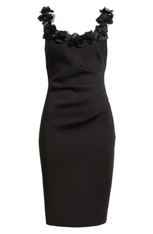 Eliza J Flower Embellished Scoop Neck Minidress