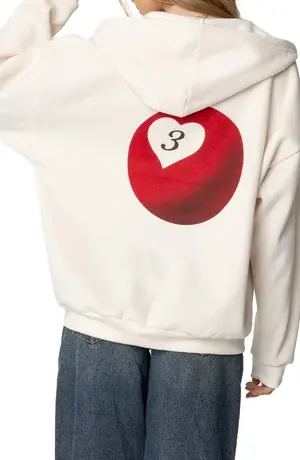 EDIKTED Oversized Graphic Zip Hoodie