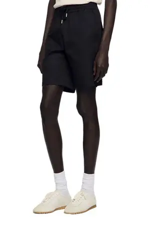 Sandro Cotton Shorts With Elastic Waist - Black