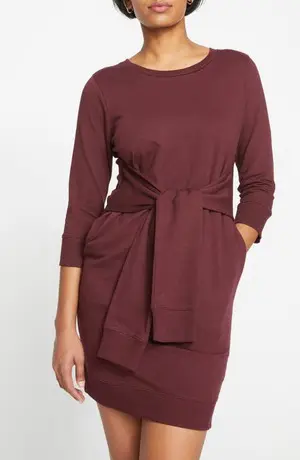 Universal Standard Misa Tie Front Dress - Black Cherry