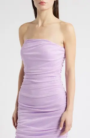 JUMP APPAREL Strapless Glitter Ruched Dress