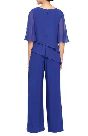 SL FASHIONS Tiered Capelet Jumpsuit