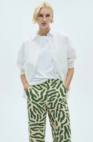 Mango Printed Straight Leg Pants