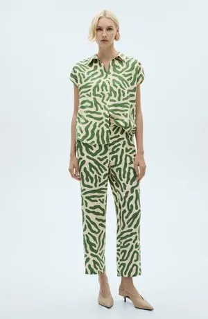 Mango Printed Straight Leg Pants