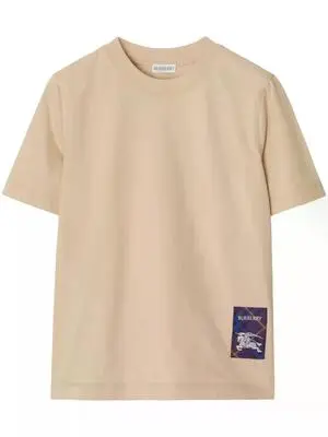 Burberry Check Label Cotton T-shirt - Neutrals