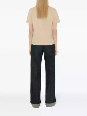 Burberry Check Label Cotton T-shirt - Neutrals