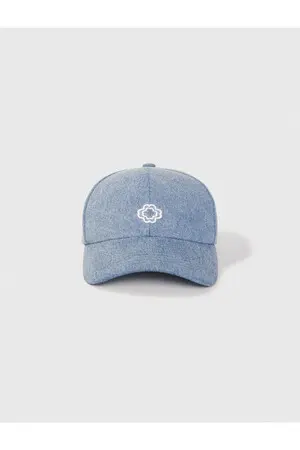Maje Denim Cap With Clover Embroidery