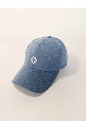 Maje Denim Cap With Clover Embroidery