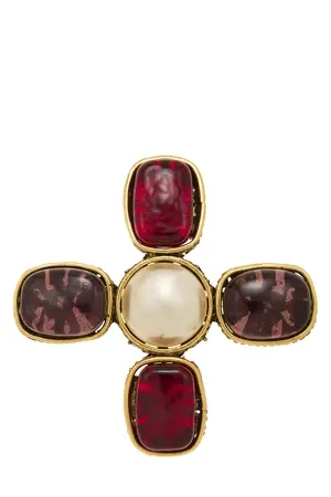 Chanel Gold-tone Gripoix Brooch