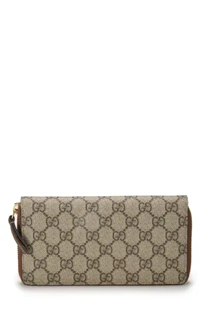Gucci Original Gg Canvas Zip Around Wallet - Brown