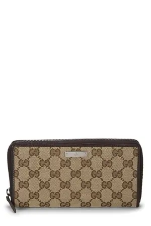 Gucci Original Gg Canvas Zip Around Wallet - Brown