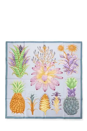 Hermès Multicolor 'index Bromeliaceae' Silk Scarf 90 - Blue