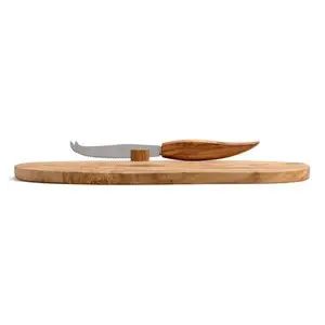 BERARD Olive Wood Cheese Board & Knife Set