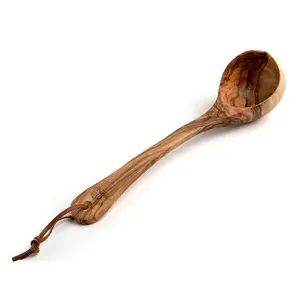 BERARD Handcrafted Olive Wood 14-inch Ladle - Brown
