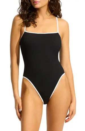 Seafolly Square Neck One-piece Swimsuit - Black