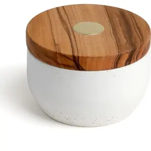 BERARD France Olive Wood & Concrete Salt Keeper Box - Brown