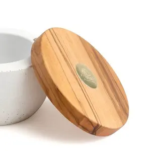 BERARD France Olive Wood & Concrete Salt Keeper Box
