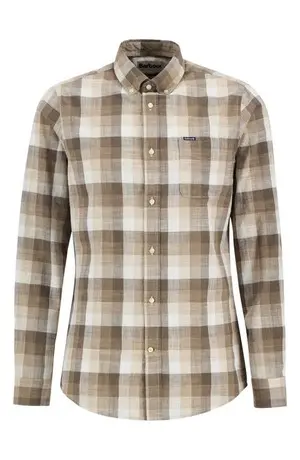 Barbour Hillroad Tailored Fit Buffalo Check Slub Cotton Button-down Shirt - Stone
